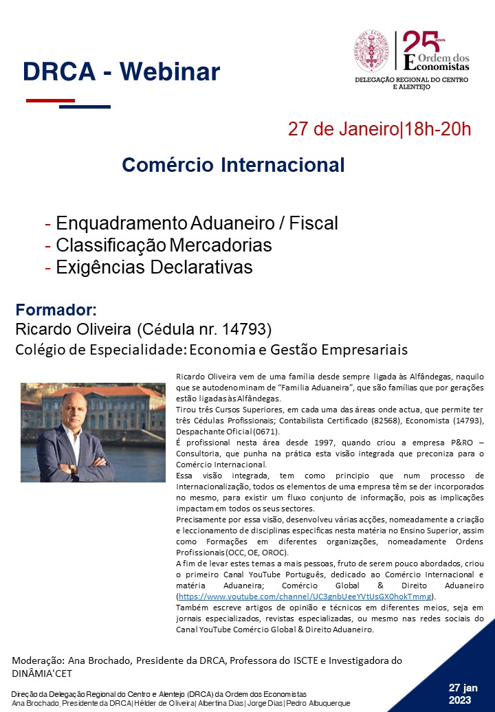 Ordem dos Economistas: Evento - DRCA - Webinar Comércio Internacional ...